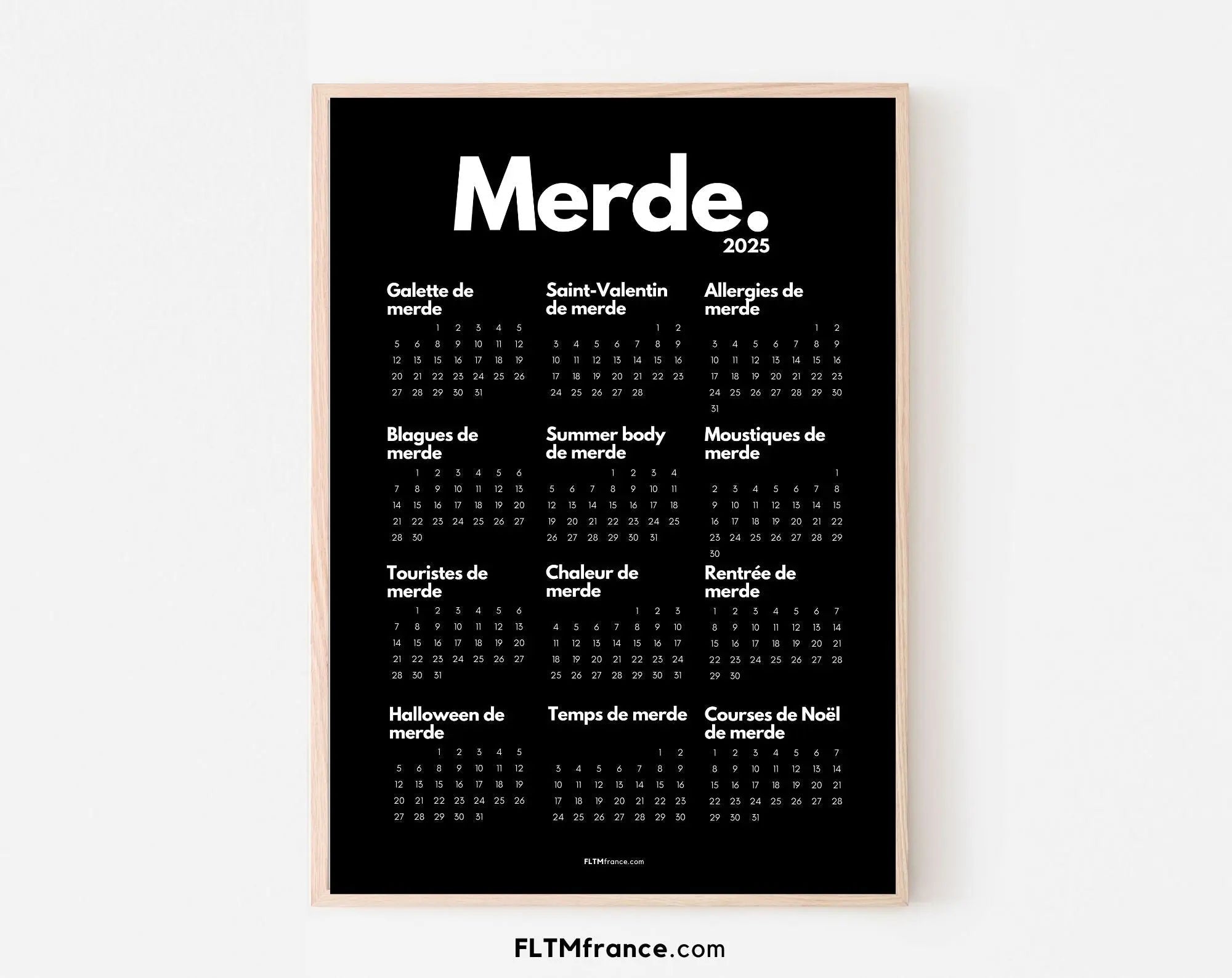 Calendrier de Merde 2026 à imprimer – Cadeau Empoisonné